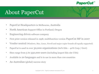 PaperCut-MF Education Features | PPT