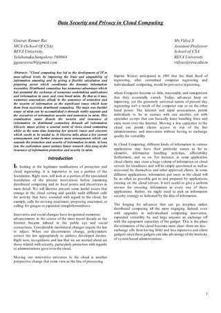 Data Security and Privacy in Cloud Computing | DOCX