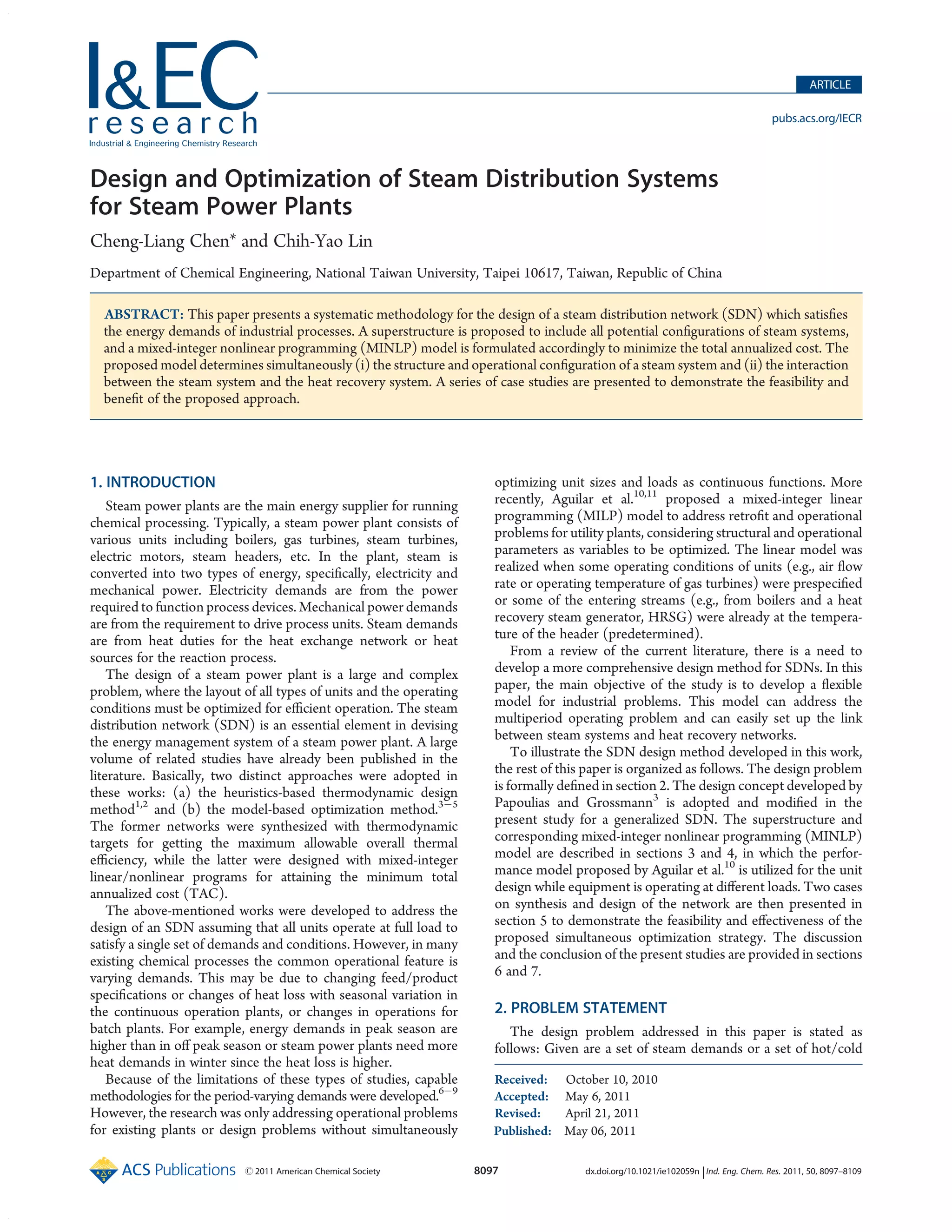 Paper design and optimizaton of steam distribution systems for steam ...