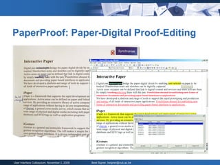 Paper-Digital User Interfaces - Applications, Frameworks and Future ...