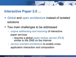 Paper-Digital User Interfaces - Applications, Frameworks and Future ...