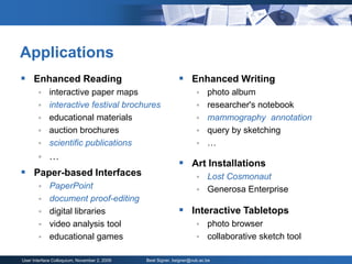 Paper-Digital User Interfaces - Applications, Frameworks and Future Challenges | PDF