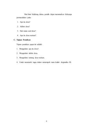 Paper Dogmatika III tentang "Dosa Warisan" | DOCX