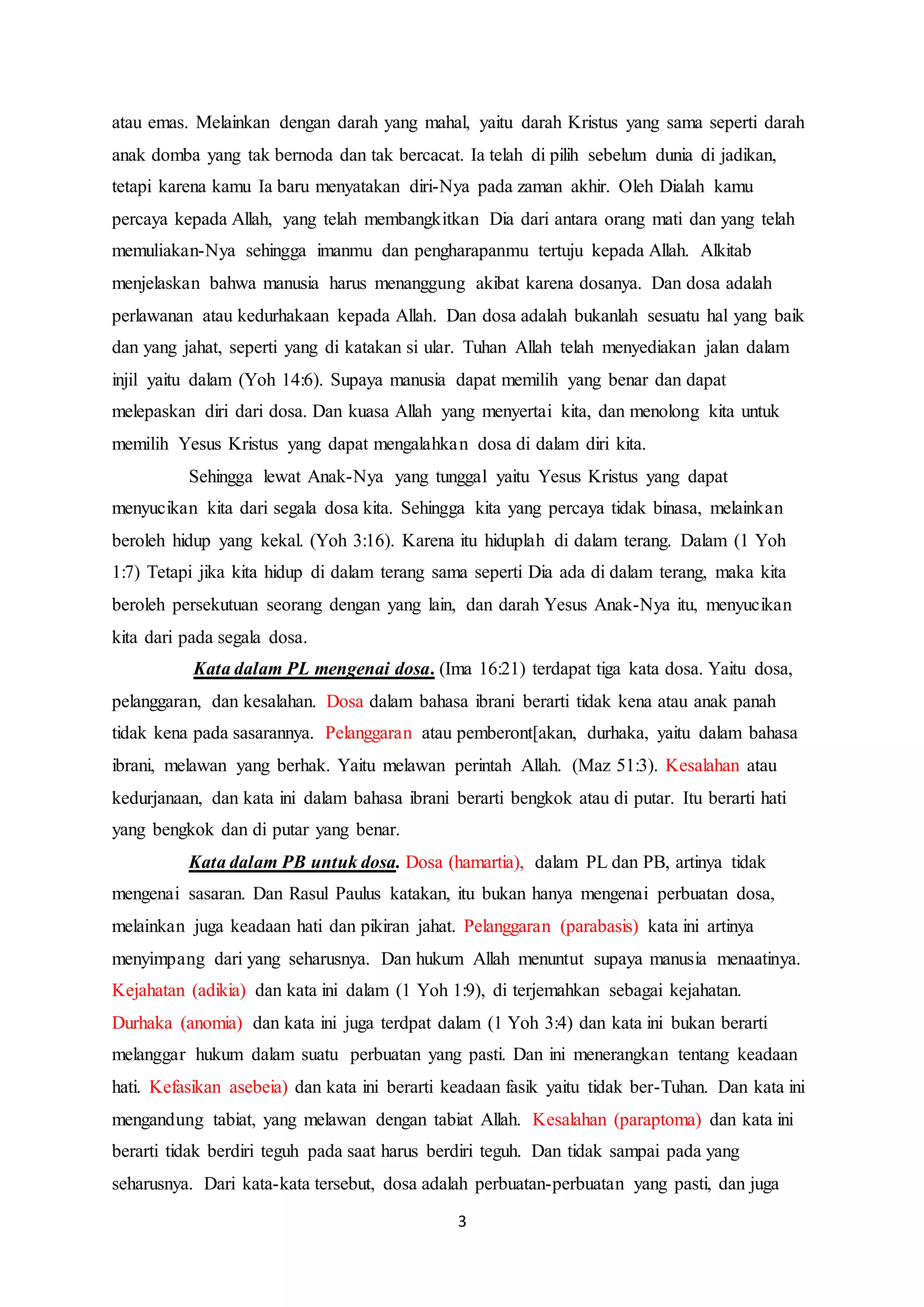 Paper dogmatika 3 (MANUSIA BEBAS DARI DOSA) | DOCX