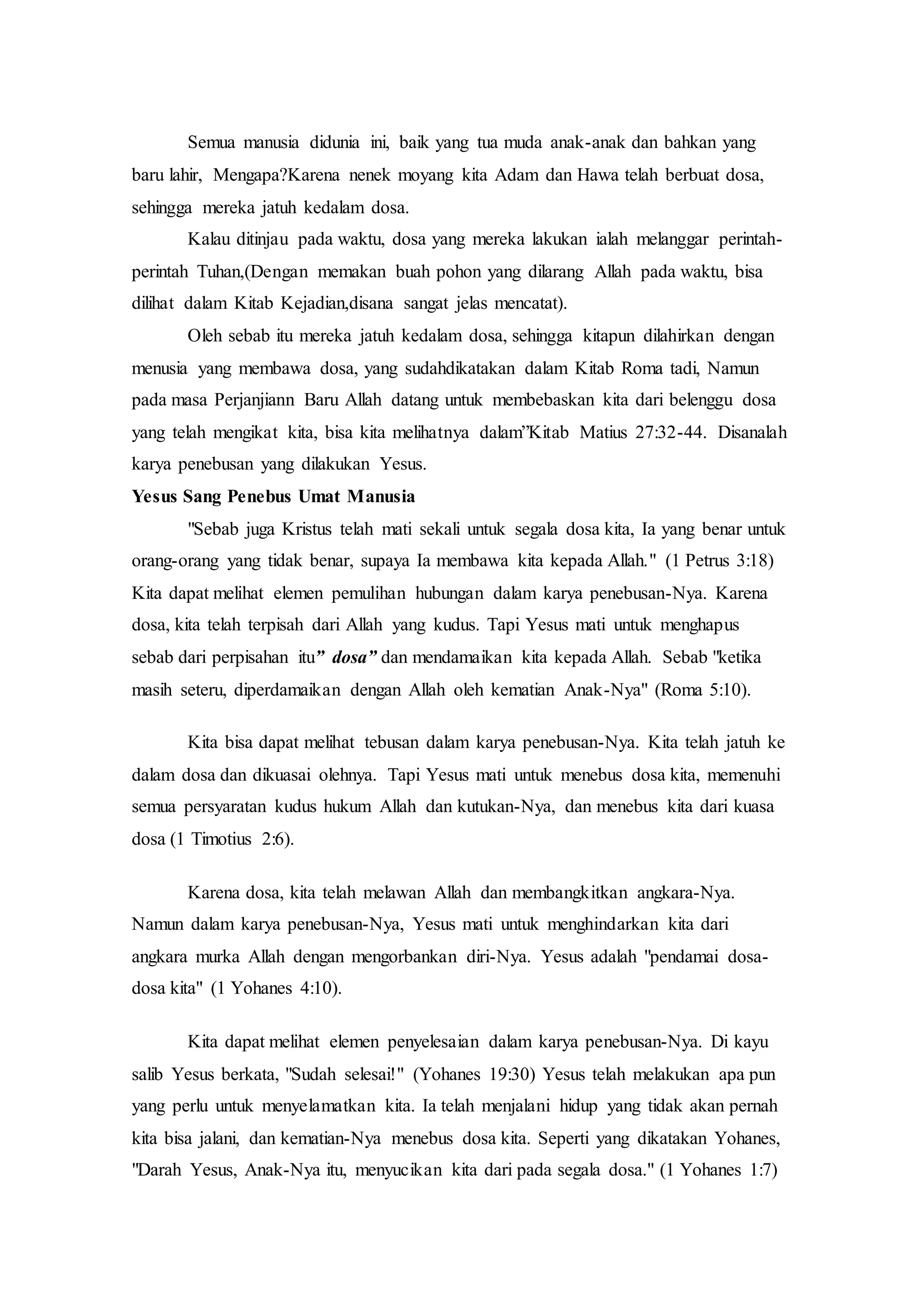 Paper dogmatika 3 (manusia bebas dari dosa) sm 4 | PDF