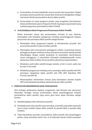 Pengawasan Penyusunan Daftar Pemilih Pemilu | PDF