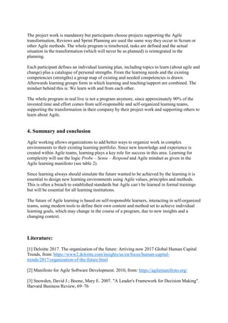 Agile learning Designs for an Agile world - Using Agile values and ...