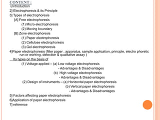 PAPER ELECTROPHORESIS.pptx | Chemistry | Science