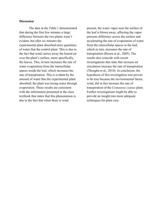 rate of transpiration | DOCX