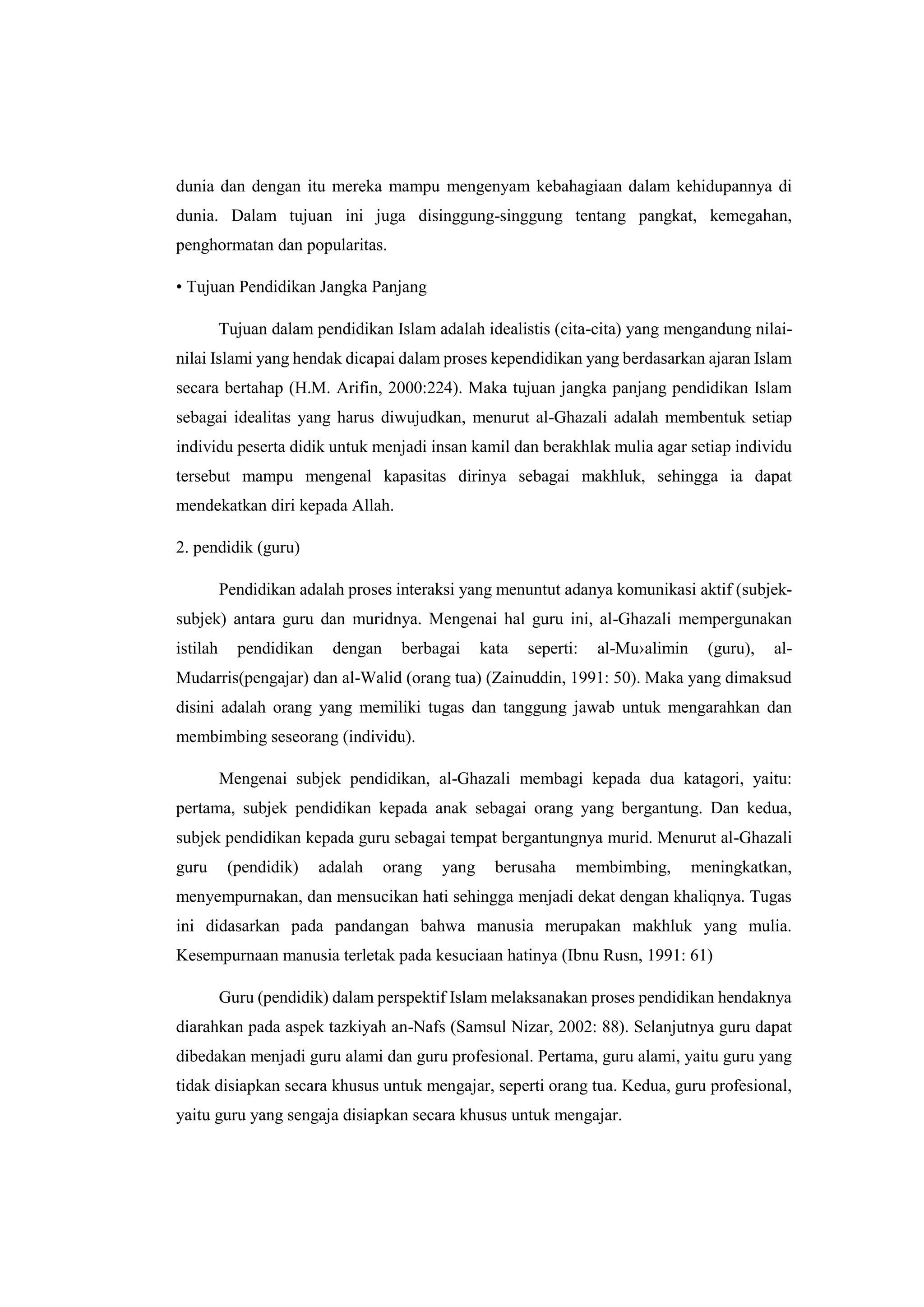 Konsep Pendidikan Islam Menurut Imam Al-Ghazali | DOCX