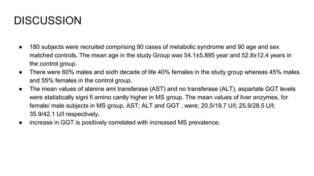 Ggt for metabolic syndrome.ggt for metabolic syndrome | PPT