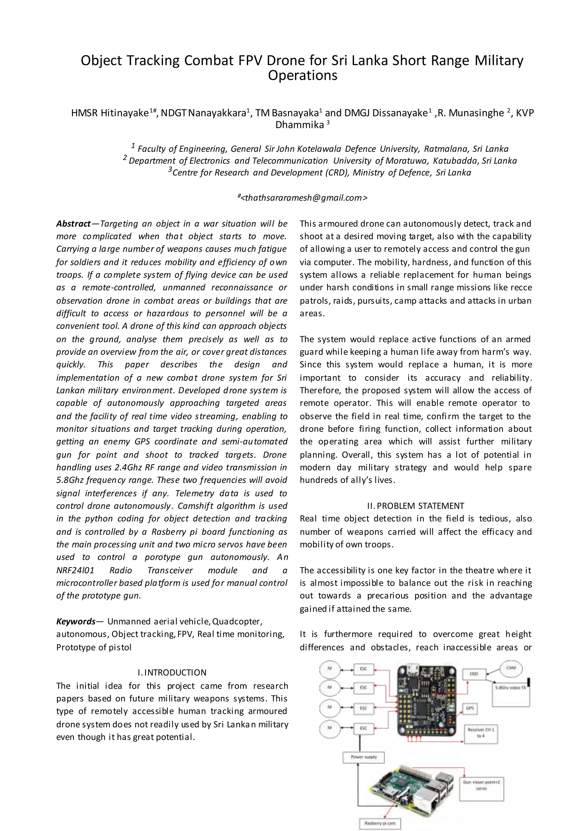 OBJECT TRACKING COMBAT FPV DRONE | PDF