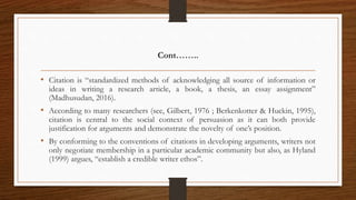 Crediting sources in academic writing: Citation and negotiation for ...