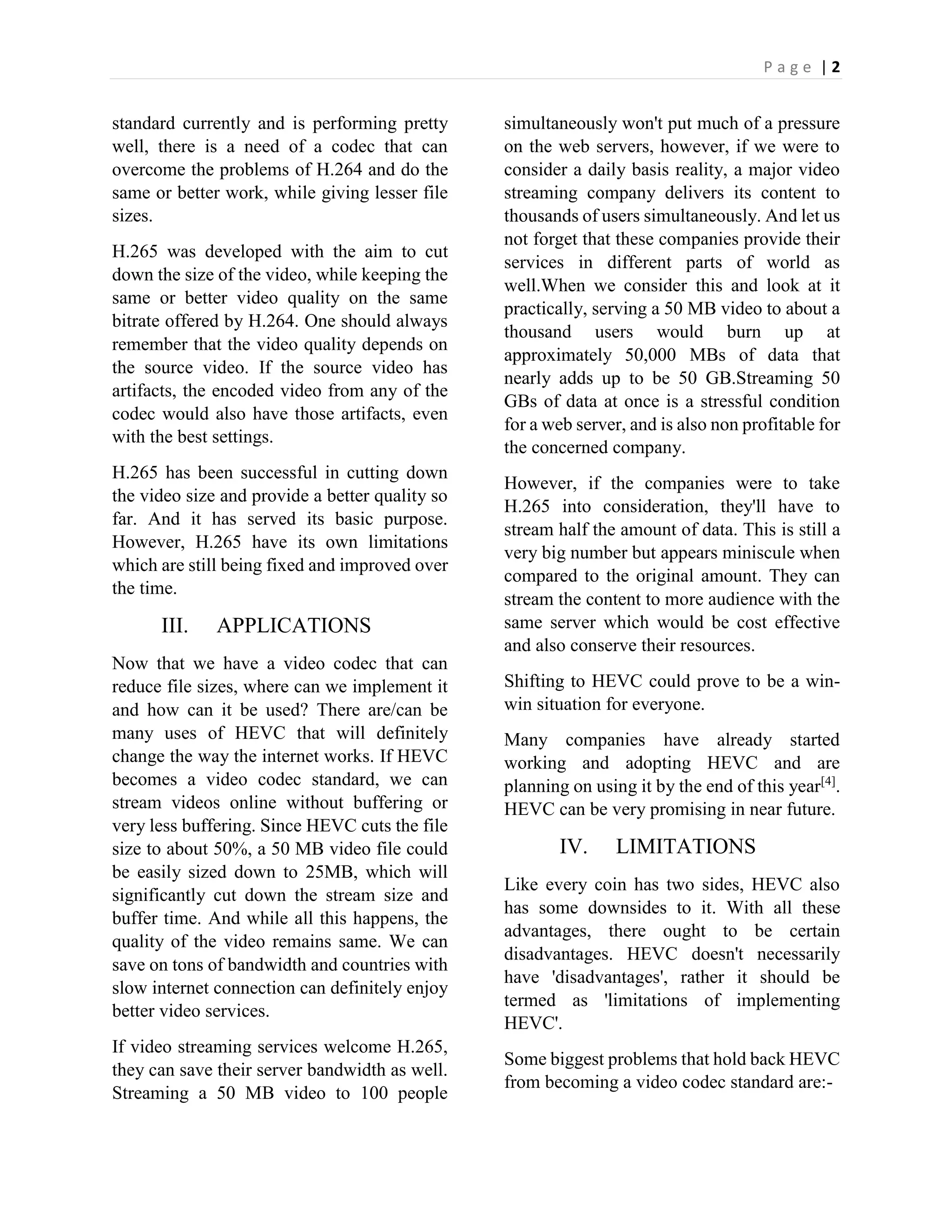 Review Paper on HEVC (x265) | PDF