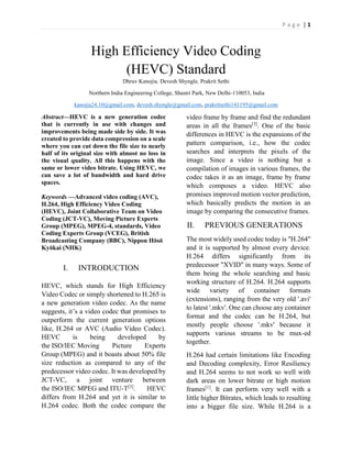 Review Paper on HEVC (x265) | PDF