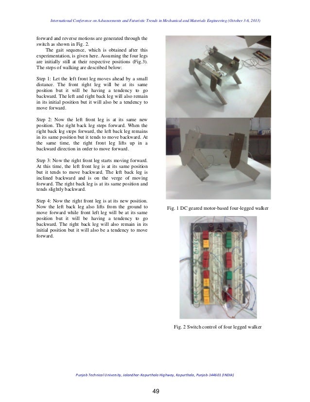 DESIGN OF A SIMPLIFIED FOUR LEGGED WALKER