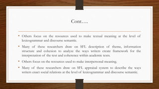 Systemic Functional Linguistics: An approach to analyzing written ...