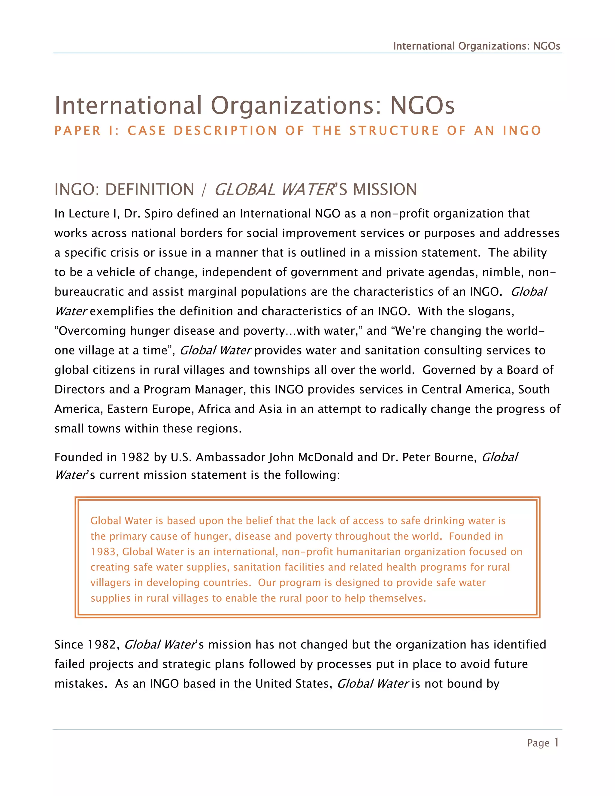 Case Description of the Structure of an INGO | DOCX