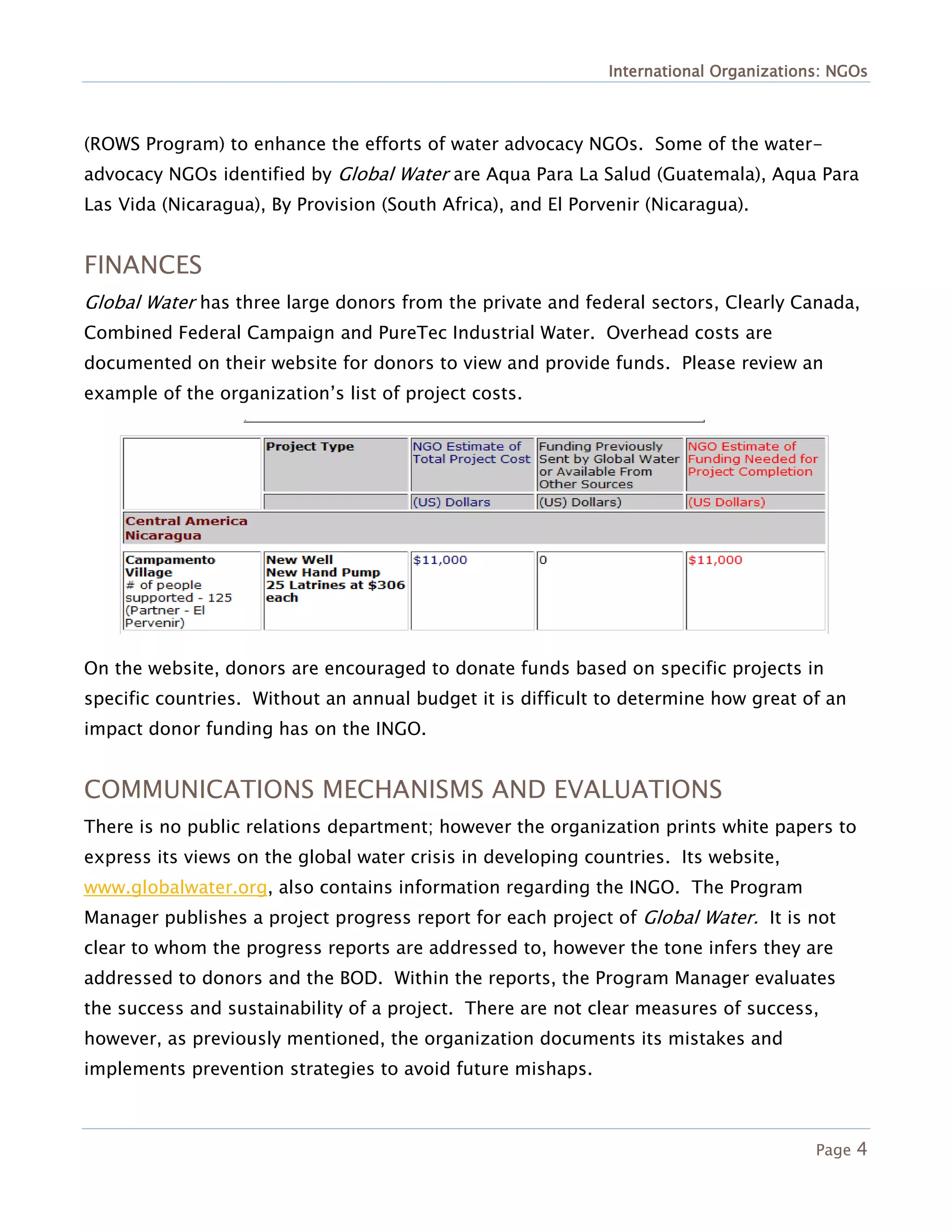 Case Description of the Structure of an INGO | DOCX
