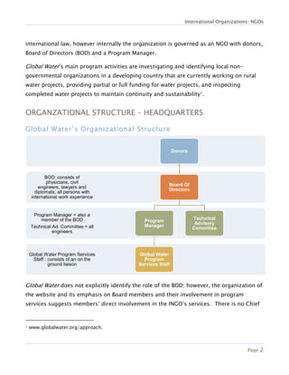 Case Description of the Structure of an INGO | DOCX | Water Services ...