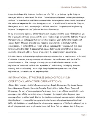 Case Description of the Structure of an INGO | DOCX | Water Services ...
