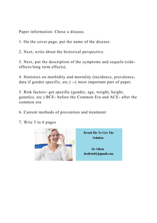 Paper information Chose a disease. 1. On the cover page, put .docx