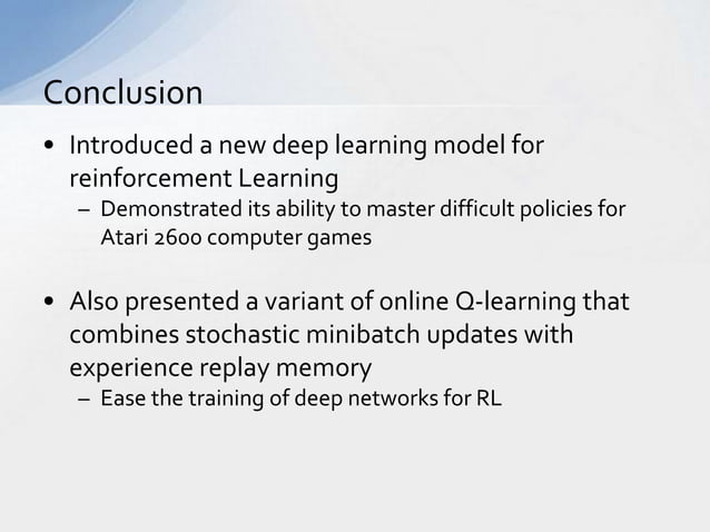 Paper intoduction "Playing Atari with deep reinforcement learning" | PPTX | Technology & Computing