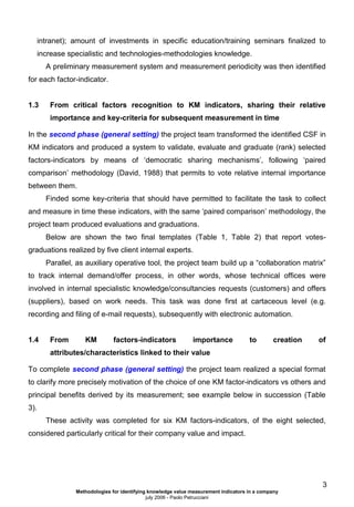 Identifying knowledge value measurement in a company - june 2006 | PDF