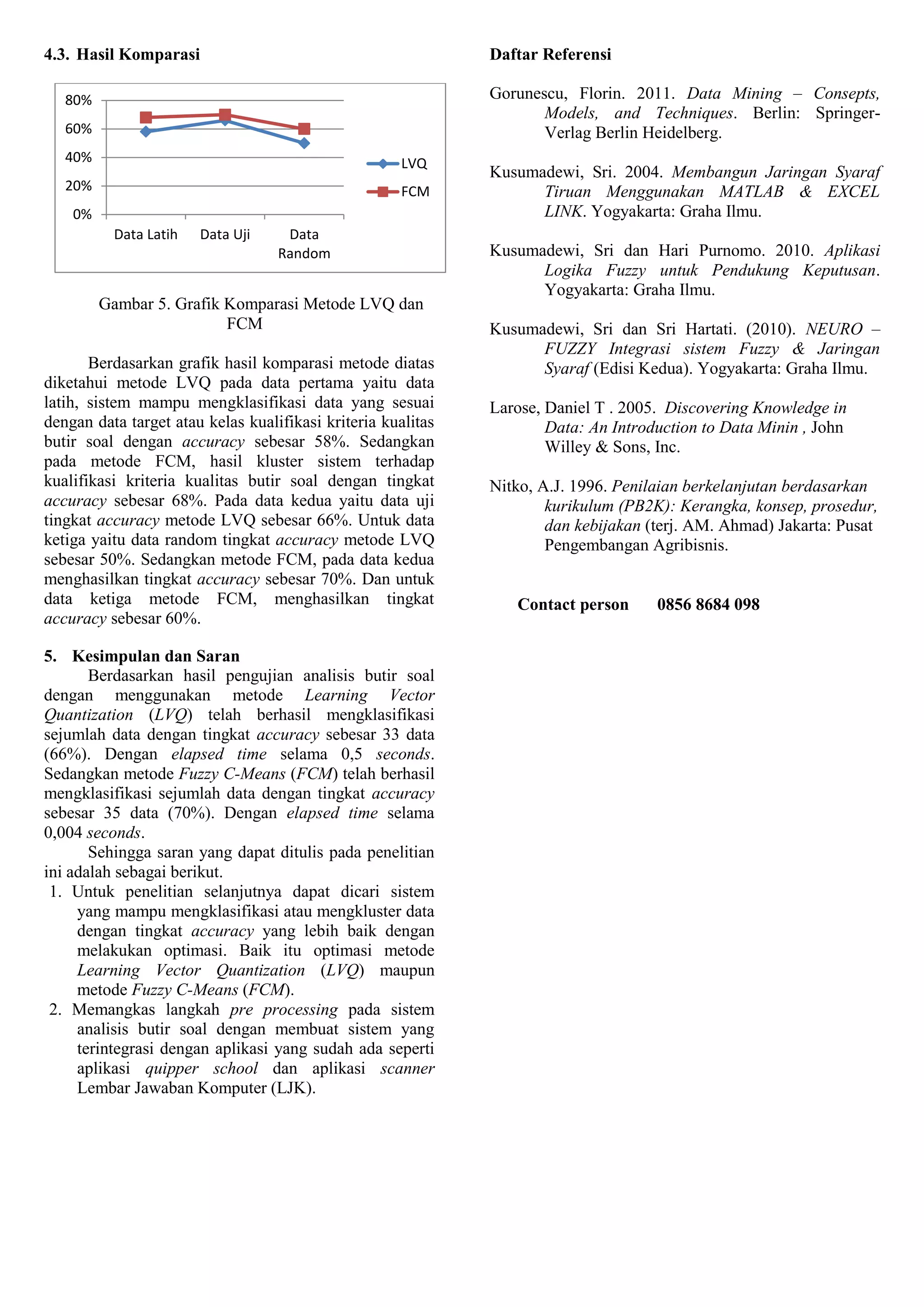 komparasi LVQ dengan FCM dalam Analisis Butir Soal | PDF