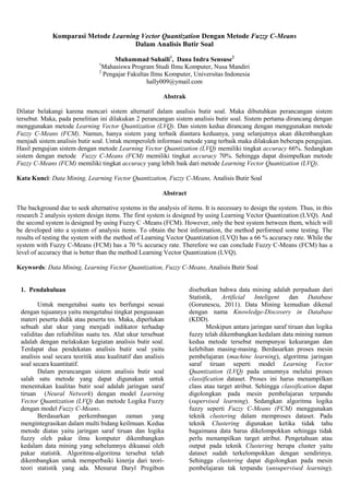 komparasi LVQ dengan FCM dalam Analisis Butir Soal | PDF