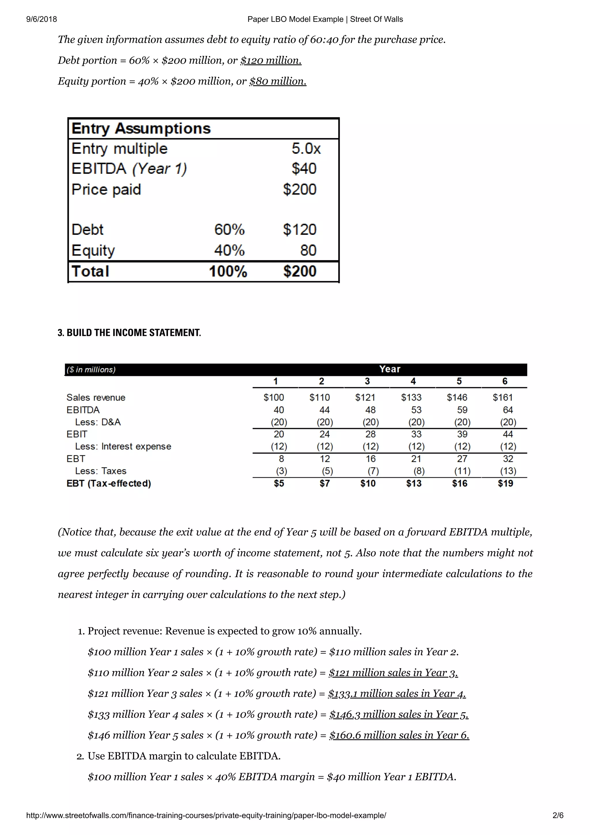Paper LBO model example | PDF
