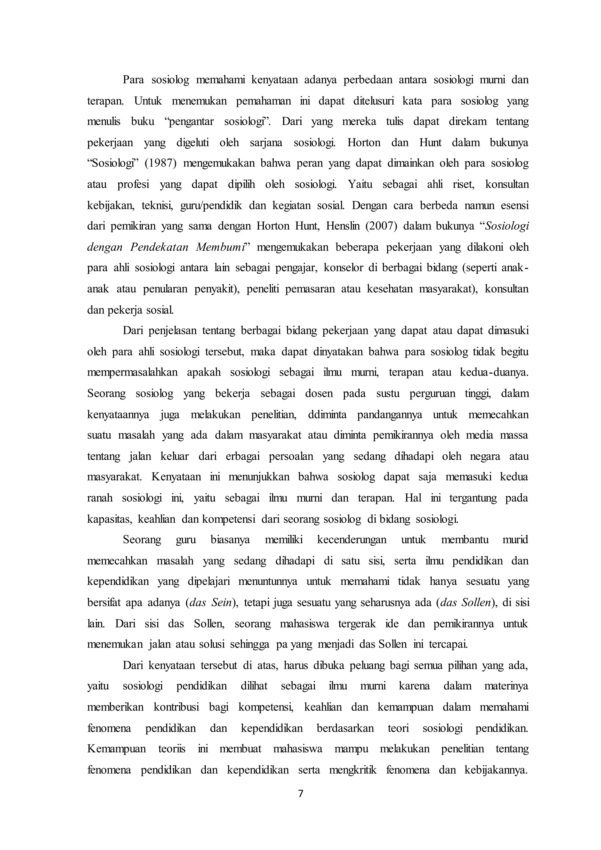 Paper lengkap sosiologi pendidikan sebagai ilmu murni&ilmu ;terapan | DOCX
