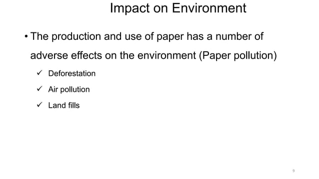 Paperless Enviroment, Impact and how we can become paper free | PPT