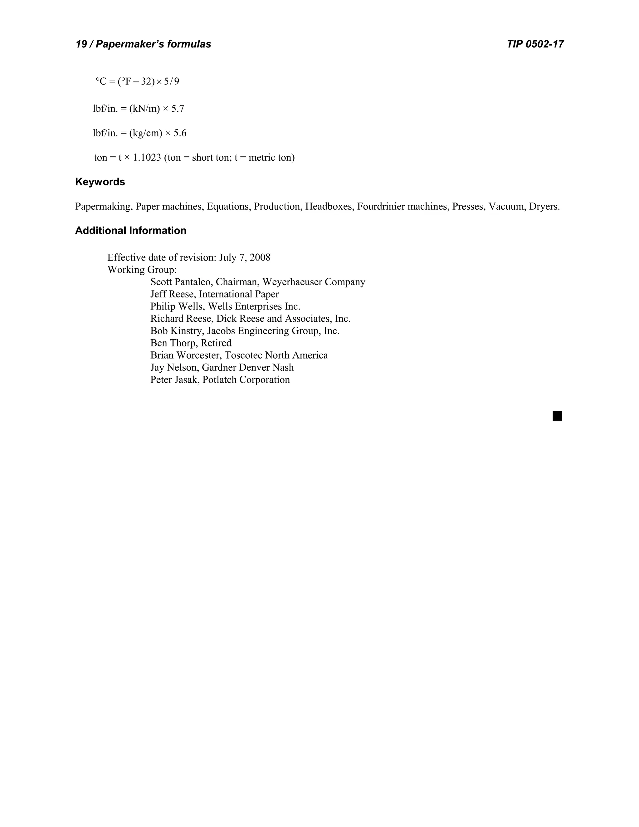 paper makers formula.pdf of all mills of paper and tissue | PDF