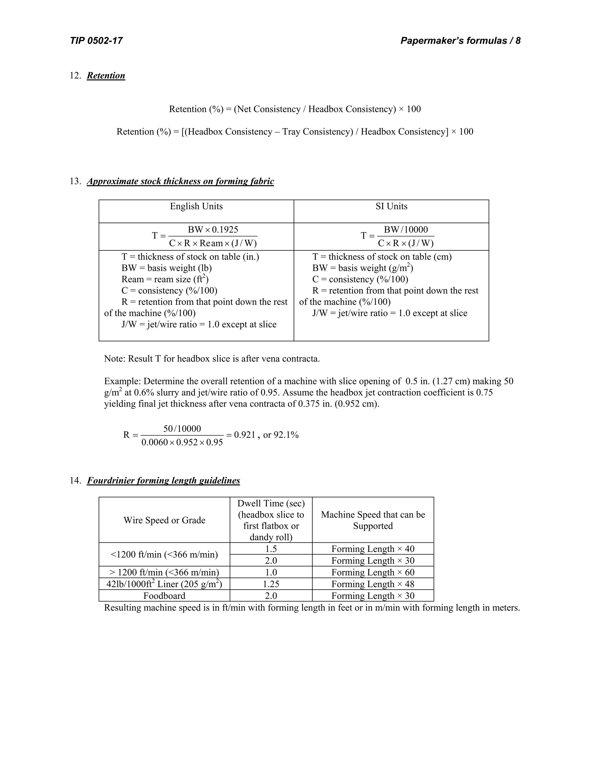 paper makers formula.pdf of all mills of paper and tissue | PDF