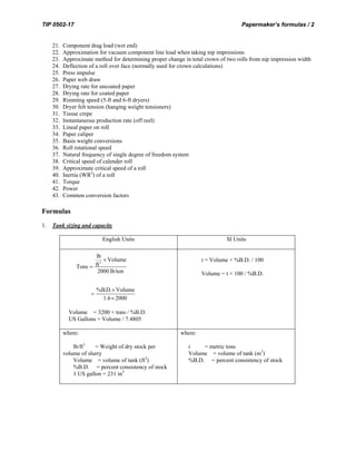 paper makers formula.pdf of all mills of paper and tissue | PDF