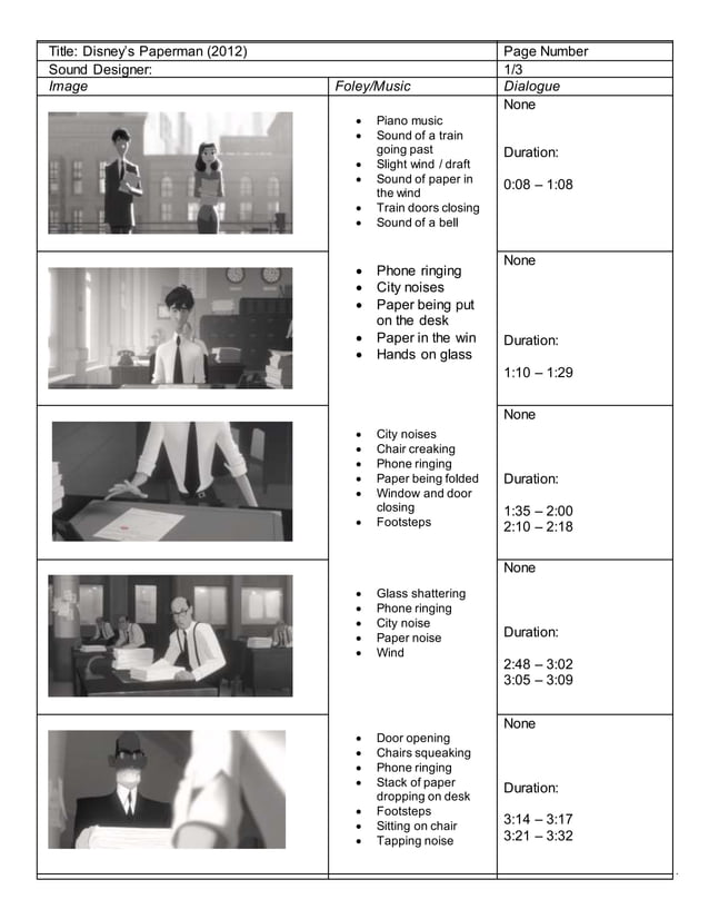 Paperman storyboard | DOCX