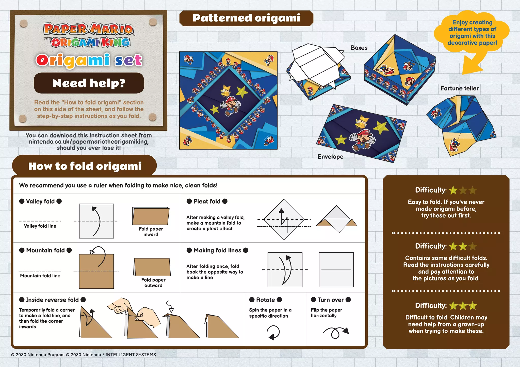 Paper Mario Origami Sheets. The Origami King Folding Instructions ...