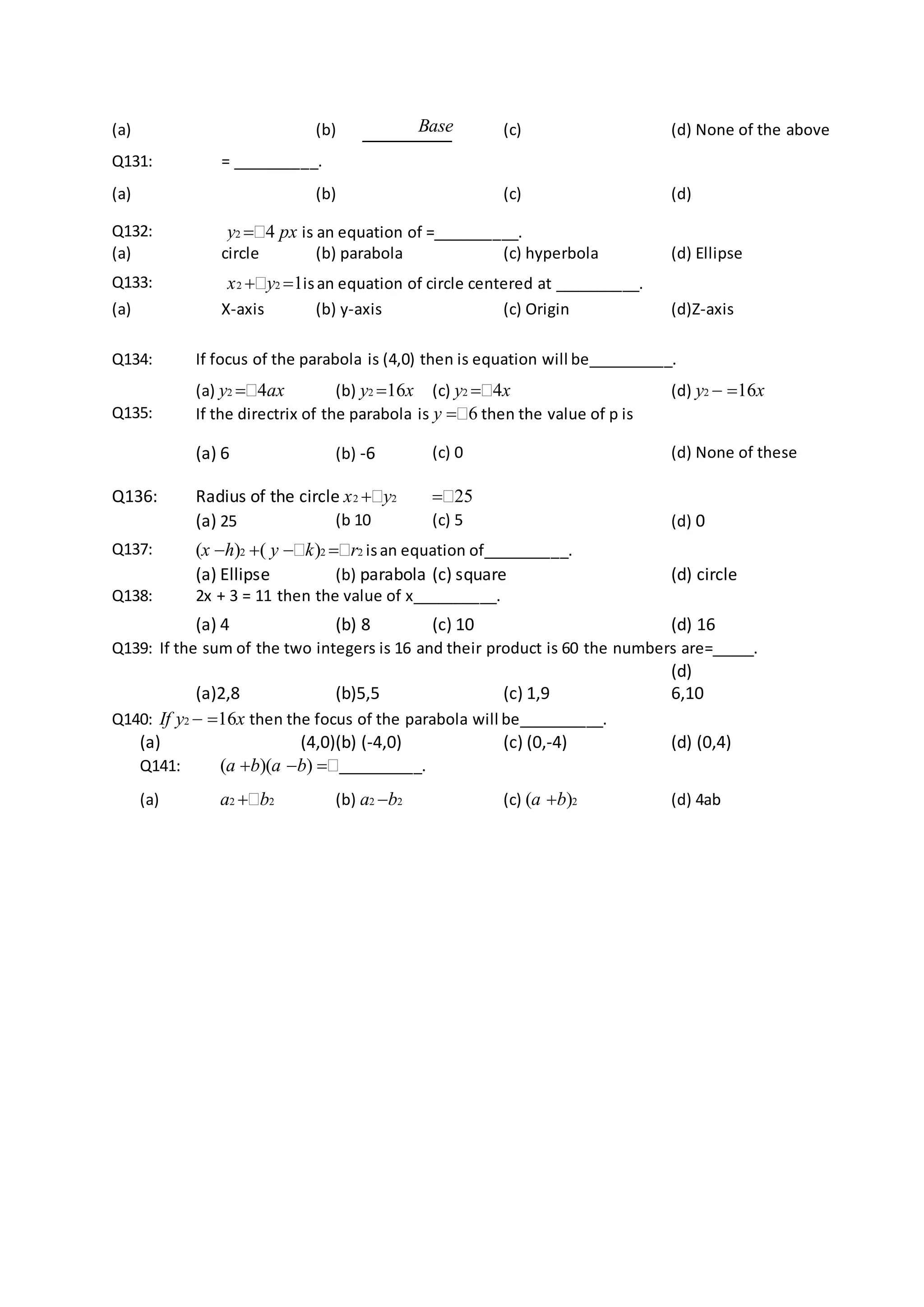 Paper mathematics Khyber medical university 3rd Semester | DOCX