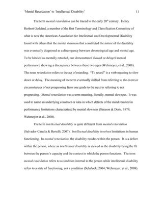 The Change of the Term ‘Mental Retardation’ to ‘Intellectual Disability ...