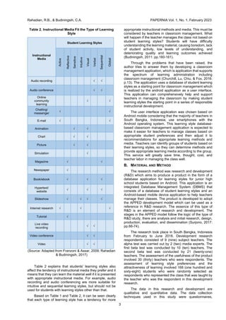 Development of Classroom Management Based on Student Learning Style Database | PDF
