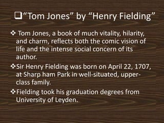 Major Male Characters from "Tom Jones". | PPTX