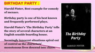 "The Birthday party" as play comedy menace | PPTX
