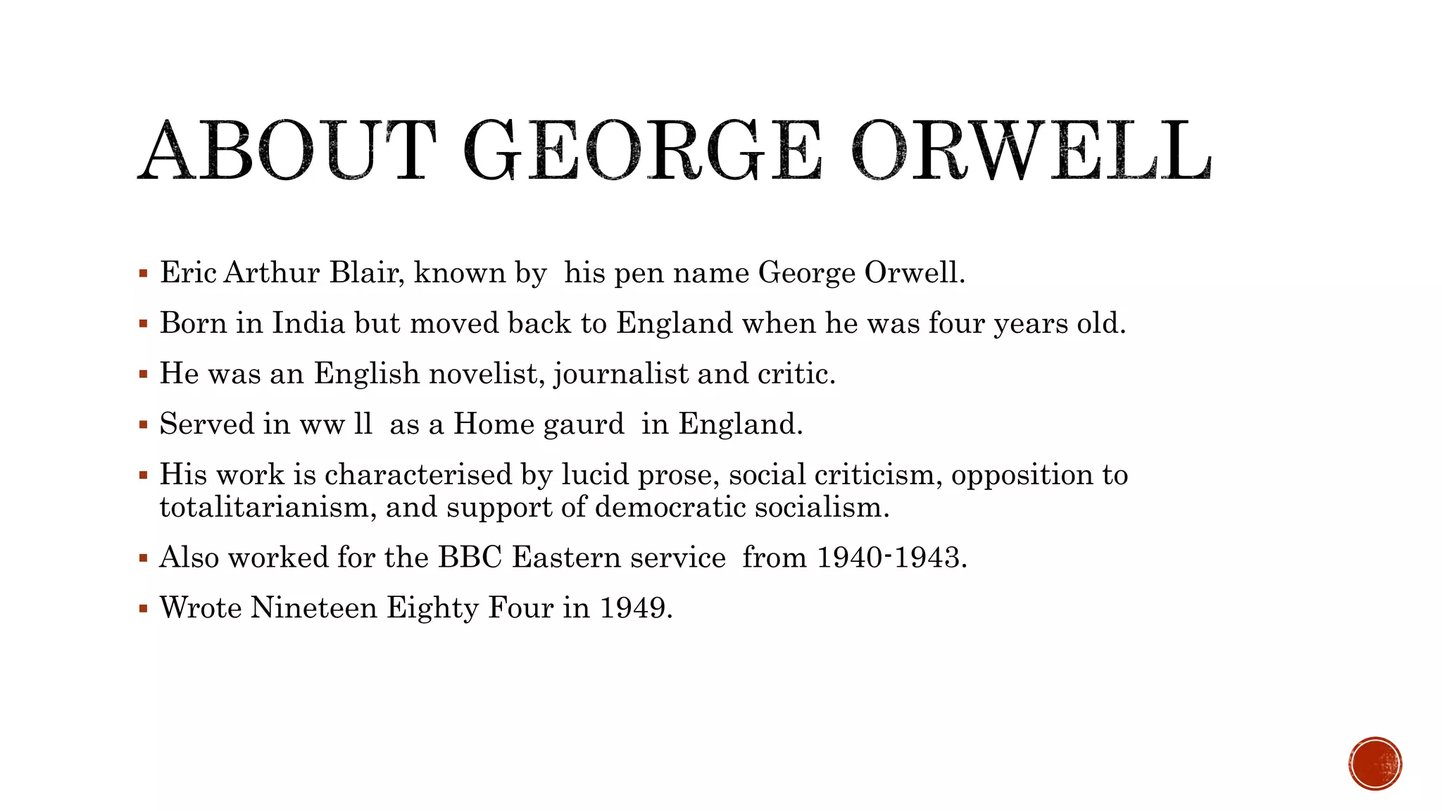 Totalitarianism in George Orwell's 1984 | PPTX
