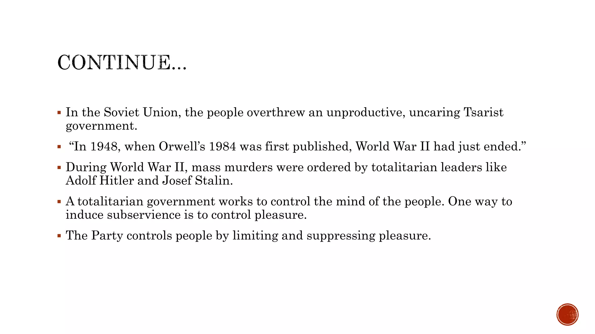 Totalitarianism in George Orwell's 1984 | PPTX