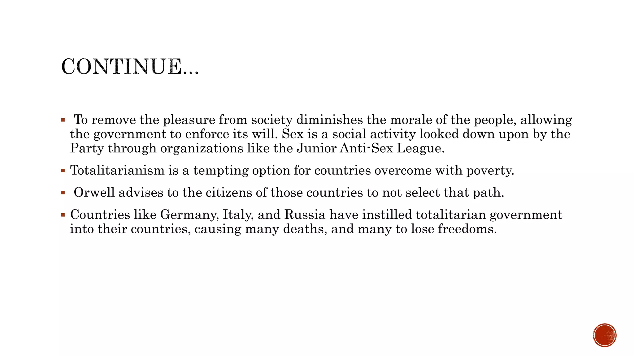 Totalitarianism in George Orwell's 1984 | PPTX