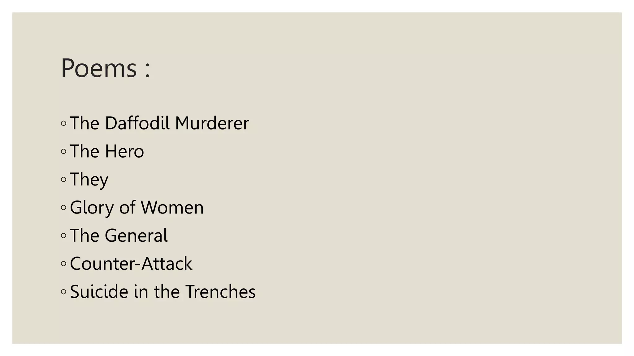 Siegfried Sassoon as War Poet | PPTX