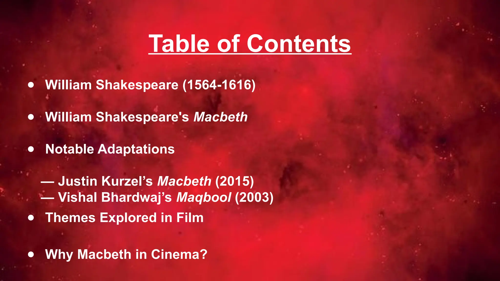 Film Adaptations of William Shakespeare's Macbeth | PPTX
