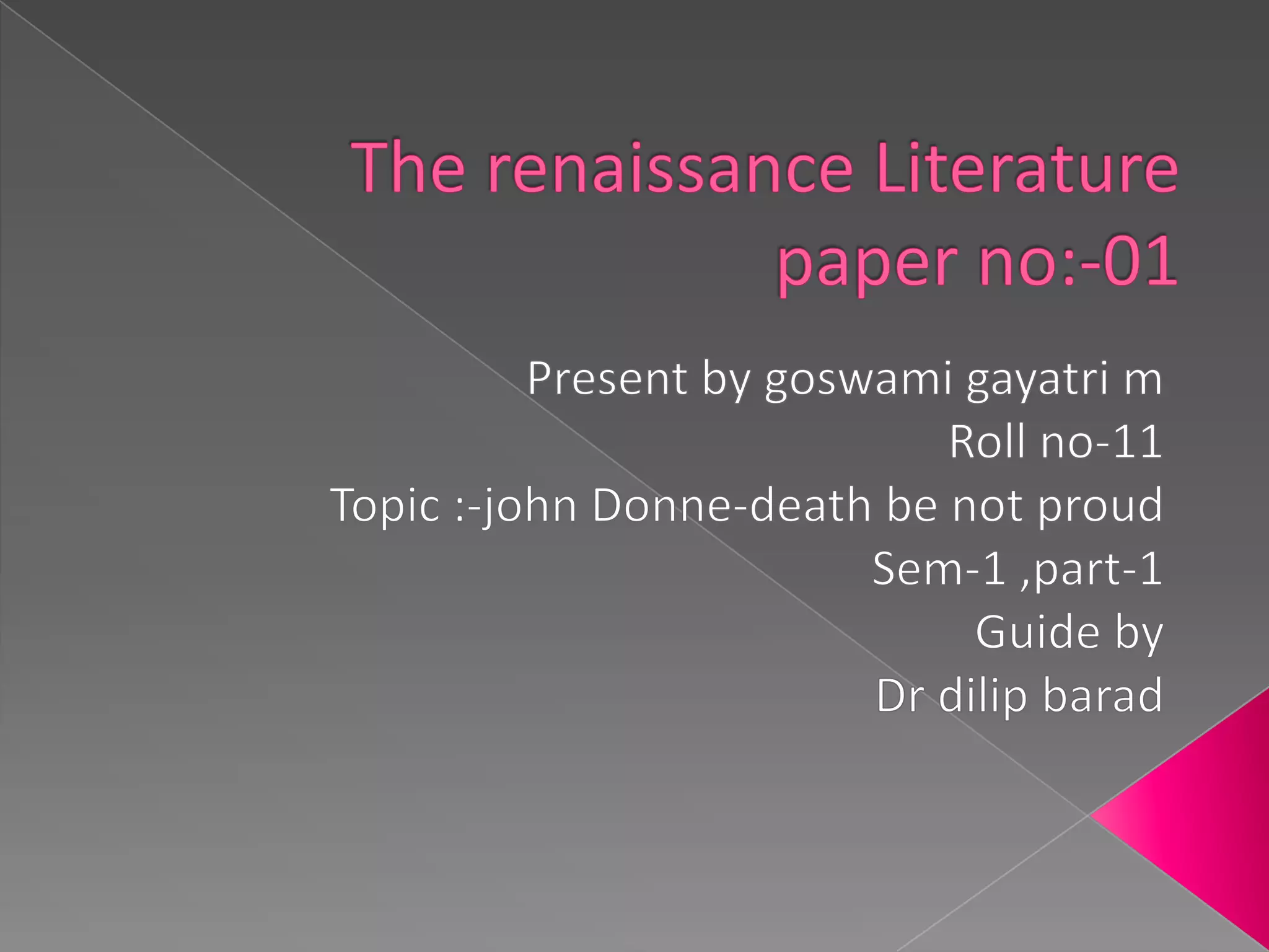 Death Be Not Proud - John Donne | PPTX