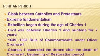 Paper no 1 Topic : difference between Elizabethan and puritan age | PPTX
